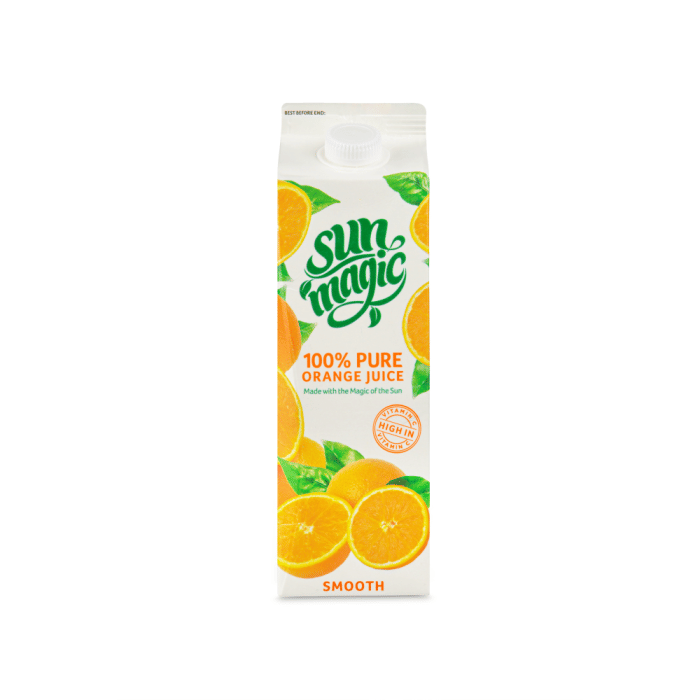 Sunmagic 100% Pure Orange Juice Smooth (12x1Ltr) | Henderson's ...