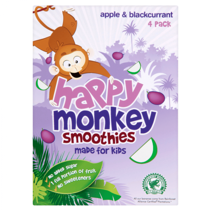 Happy Monkey Smoothies Apple & Blackcurrant (6x4x180ml) | Henderson's ...