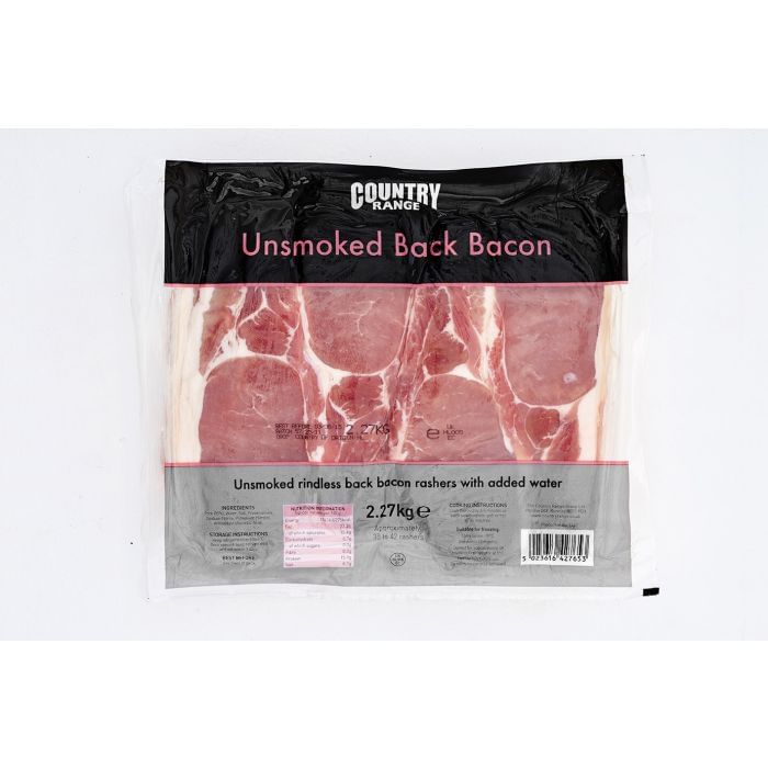 Country Range Unsmoked Back Bacon (4x2.27kg) | Henderson's Foodservice, Ireland