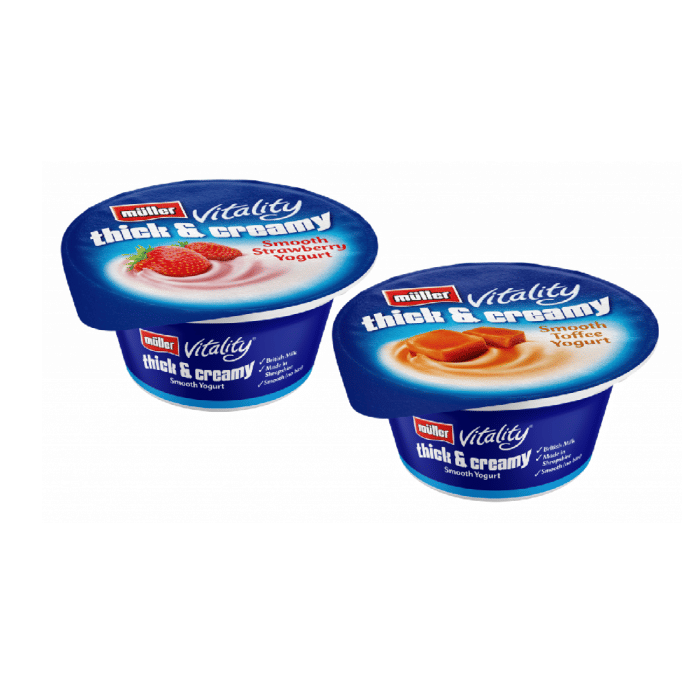 Muller Thick and Creamy Assorted Strawberry and Toffee Yoghurt (12x110g ...